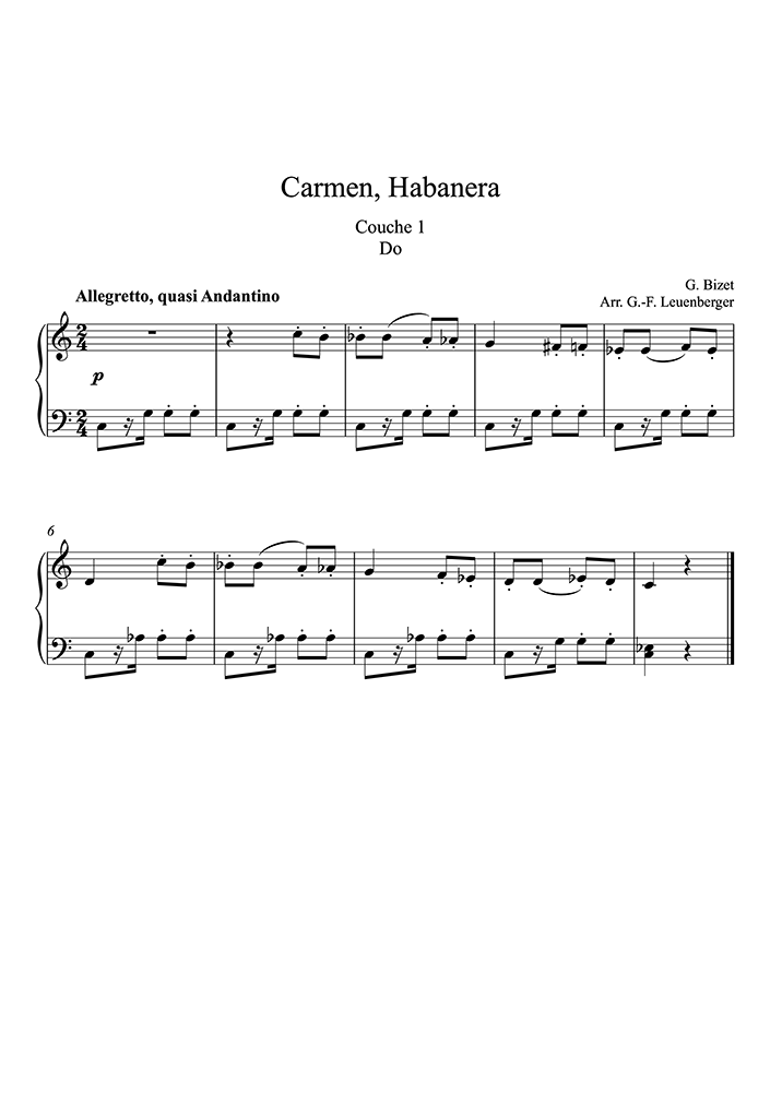 Partition Piano Carmen - Habanera (niveau facile, piano solo) (Bizet) Partition Piano Carmen - Habanera (niveau facile, piano solo) (Bizet)