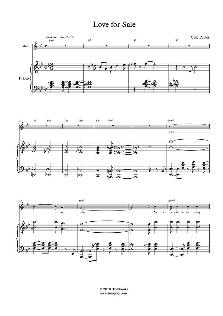 Love For Sale 콜 포터 피아노 악보