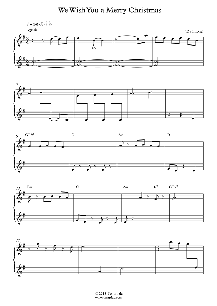Free sheet music : Traditional - 1500 English Melody - We Wish You a ...