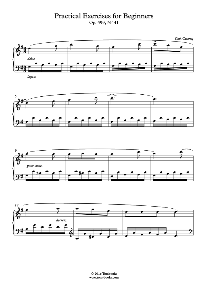 Free sheet music : Czerny, Carl - Op. 599 - Practical Exercises for Beginners (Piano solo)