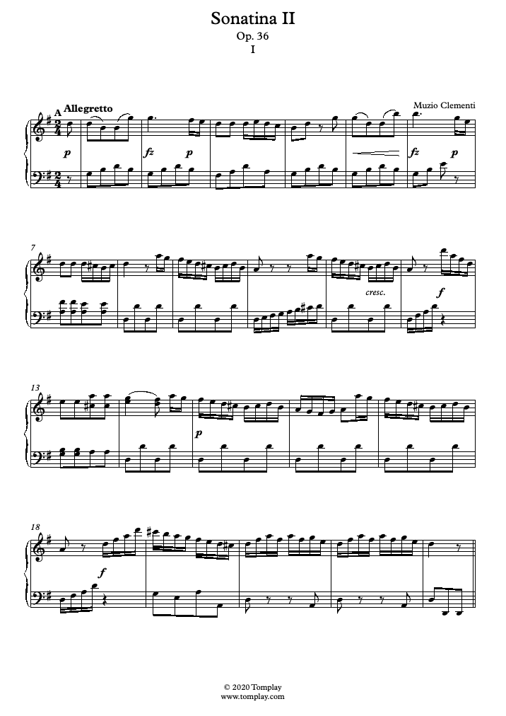 Sonatina in G major, Opus 36, No. 2 - I. Allegretto (with Eschenbach ...