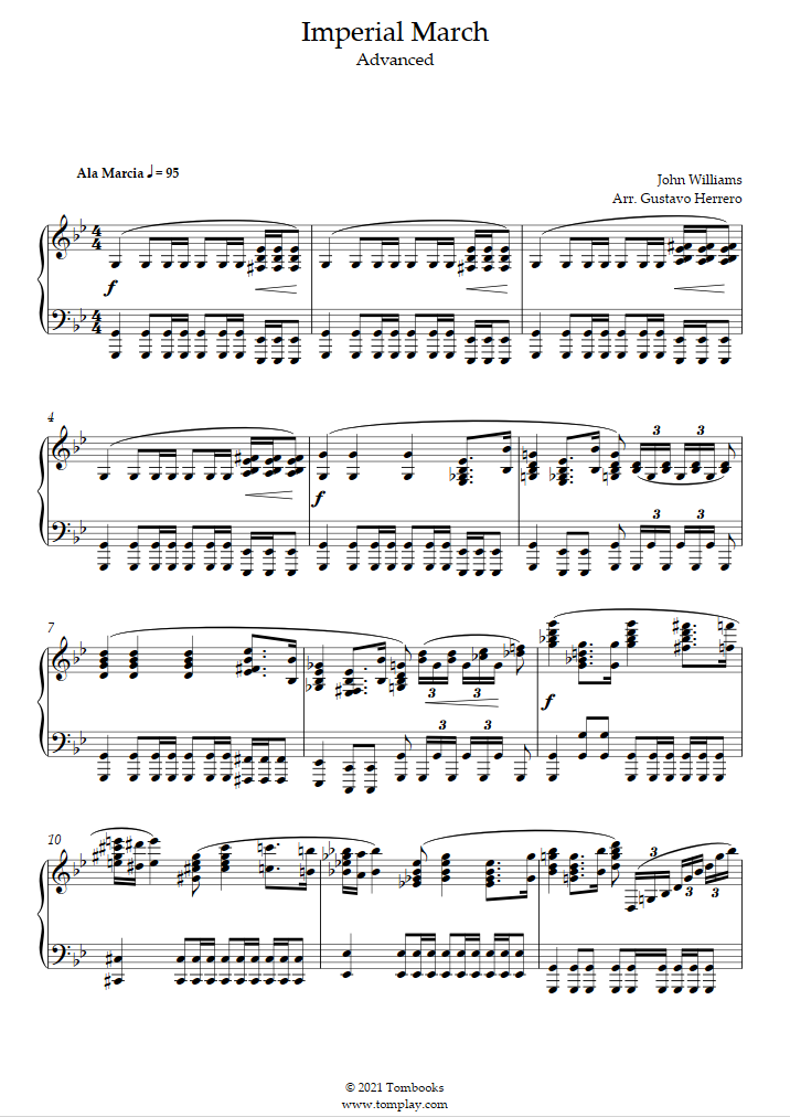 Star Wars - Imperial March (Advanced Level, Solo Piano) (John Williams ...