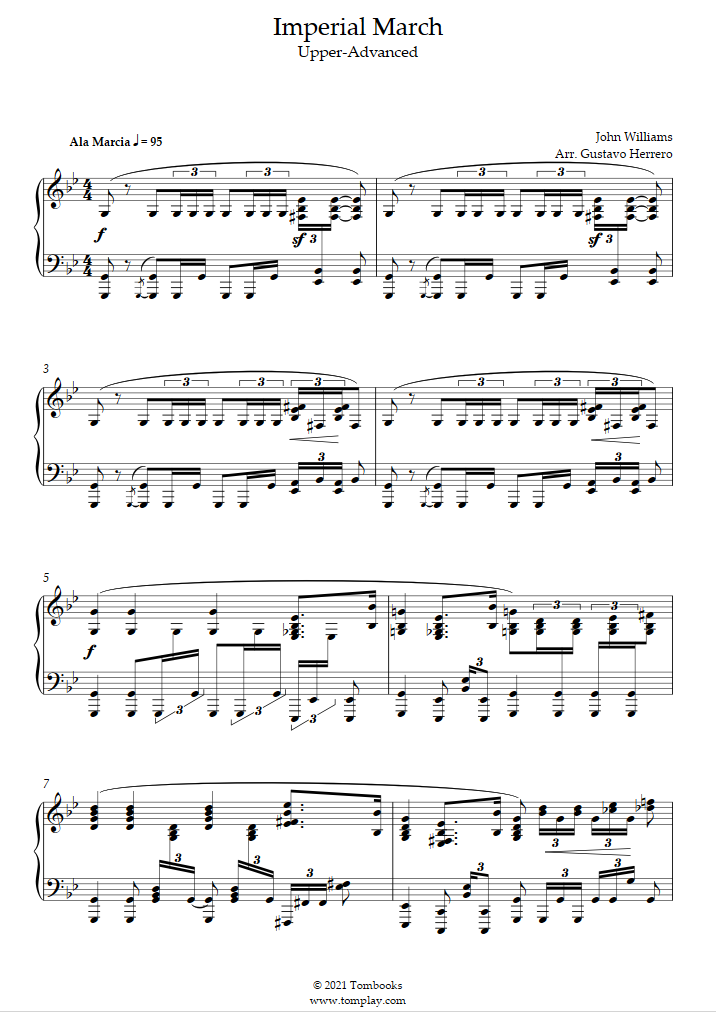 Star Wars - Marcha Imperial (Nivel Avanzado Superior, Piano Solo) (John ...