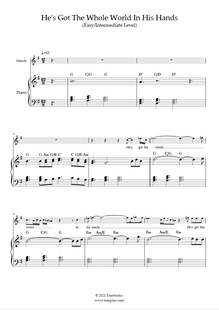 Free sheet music : Traditional - Spiritual - He's Got the Whole World ...