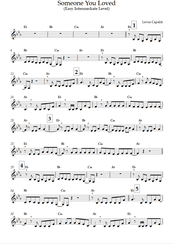 Someone You Loved (Easy/Intermediate Level) (Lewis Capaldi) - Clarinet ... Someone You Loved (Easy/Intermediate Level) (Lewis Capaldi) - Clarinet ...