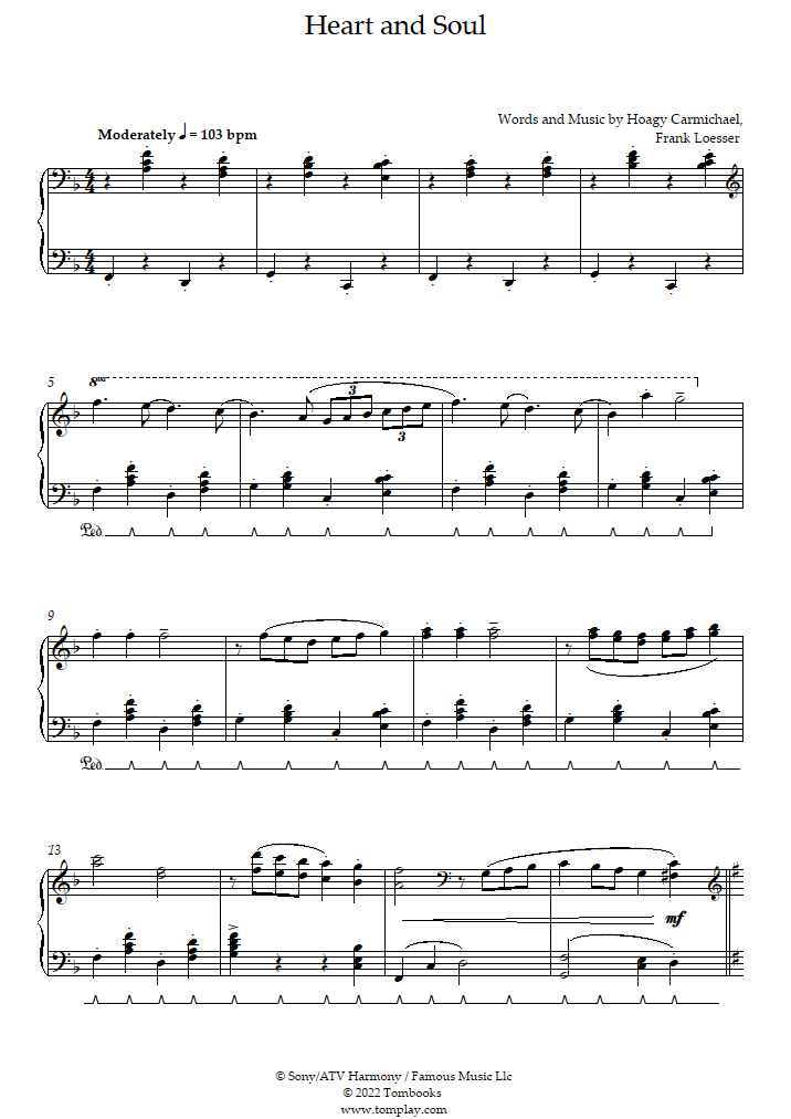 Heart And Soul Intermediate Level Solo Piano Carmichael Piano 0080