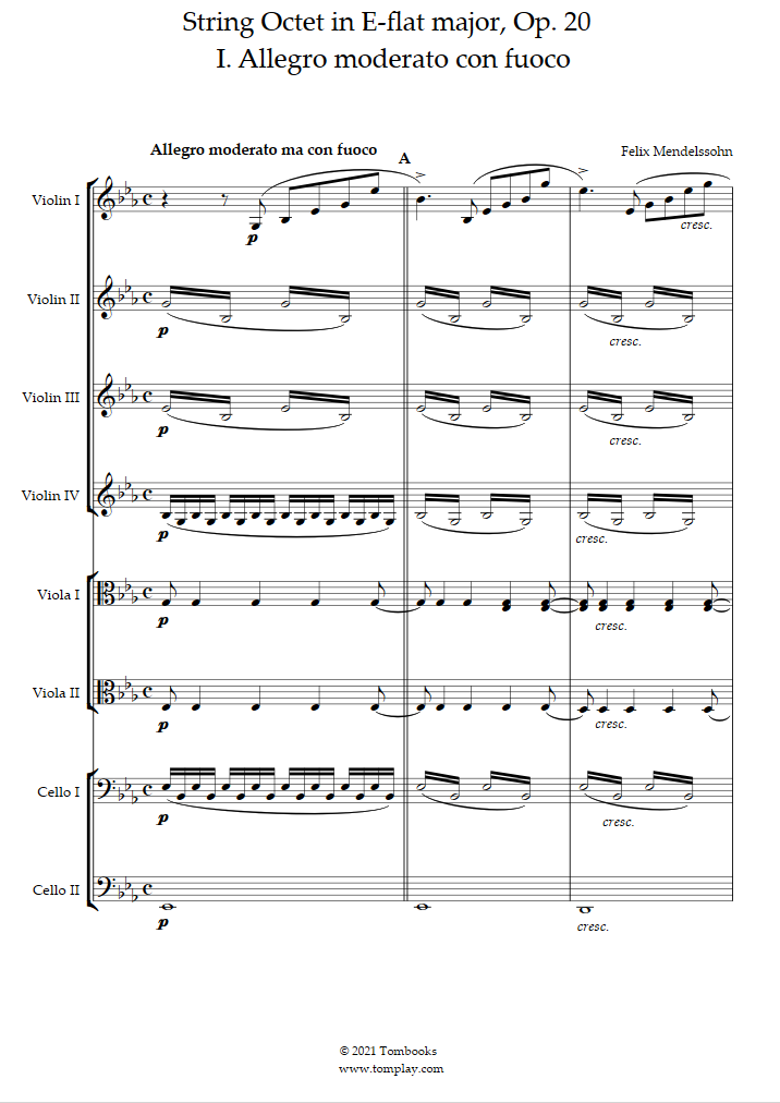 Octeto de cuerdas en Mi-bemol Mayor, OP. 20 - I. Allegro Moderato con ... Octeto de cuerdas en Mi-bemol Mayor, OP. 20 - I. Allegro Moderato con ...